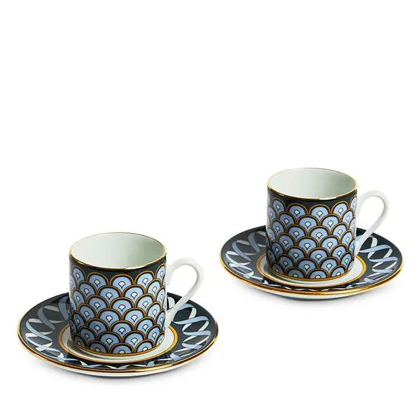 La DoubleJ Napoli Blue Impero Espresso Cup & Plate, Set Of 2 - Odysseus