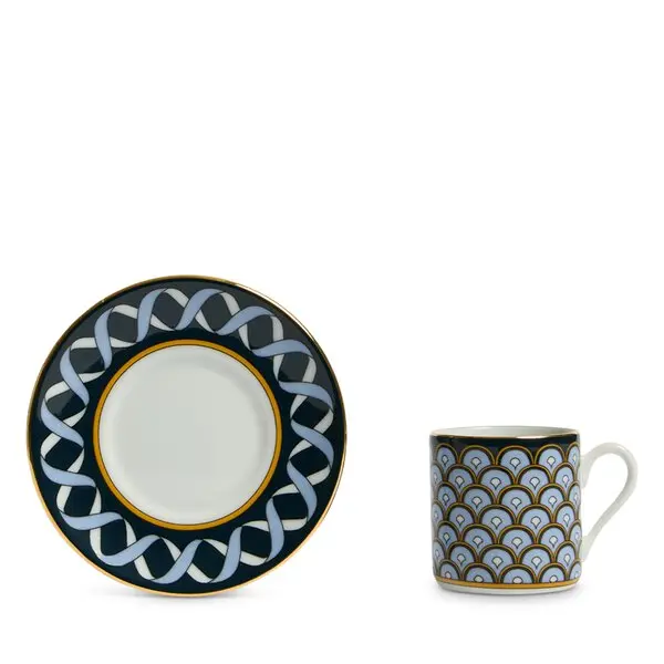 La DoubleJ Napoli Blue Impero Espresso Cup & Plate, Set Of 2