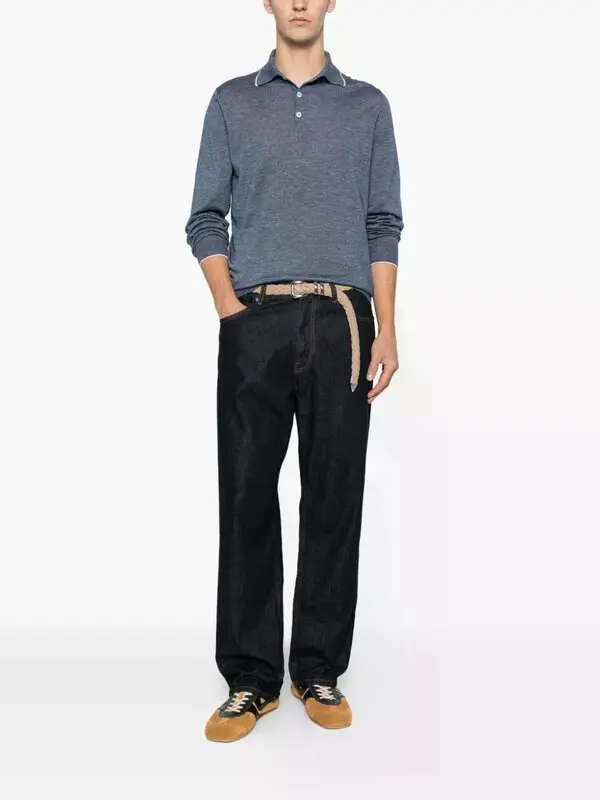 Brunello Cucinelli Button-up Ribbed-knit Polo Shirt