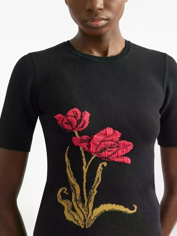 Erdem Short-sleeved T-shirt With Floral Embroidery