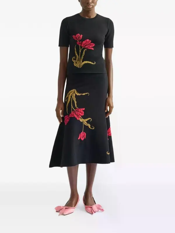 Erdem Short-sleeved T-shirt With Floral Embroidery