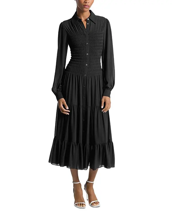 Michael Kors Smocked Shirtdress - Black