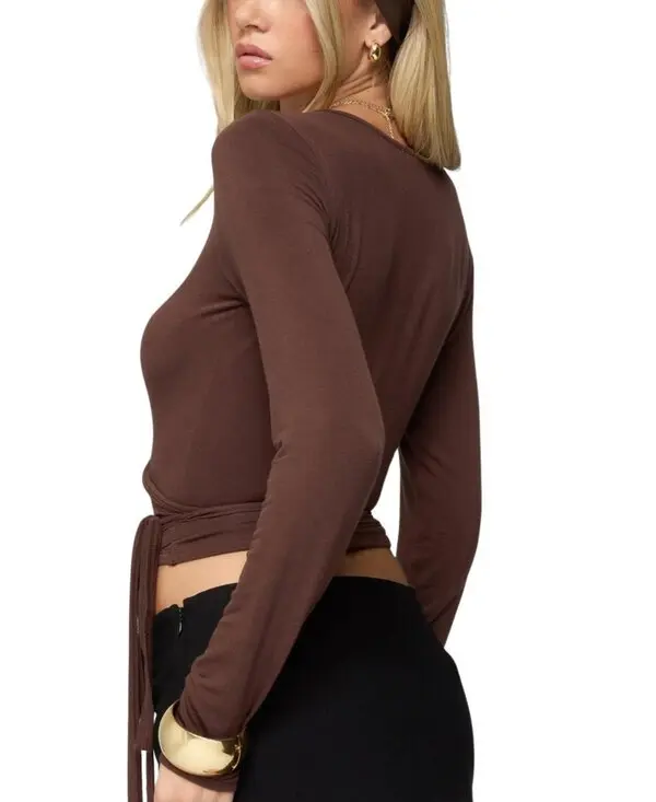 EDIKTED Malenna Wrap Top - Brown