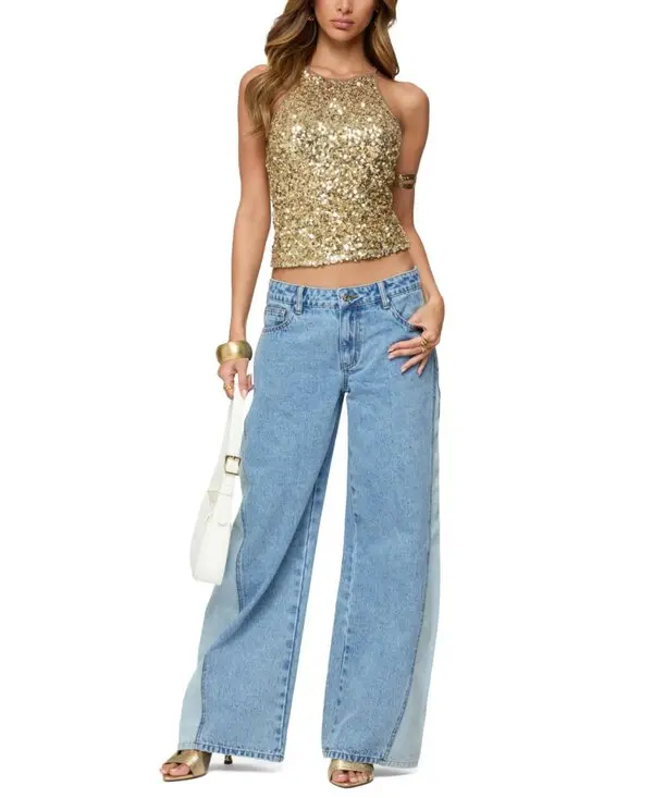 EDIKTED Sequin Tank Top