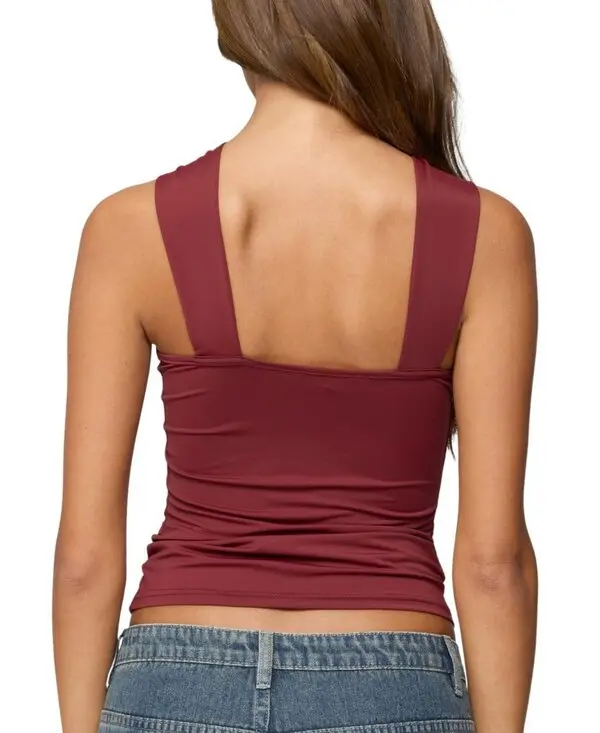 EDIKTED Cielle Wide Strap Gathered Top - Burgundy