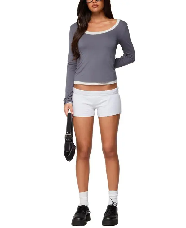EDIKTED Orella Contrast Layered Long Sleeve Top