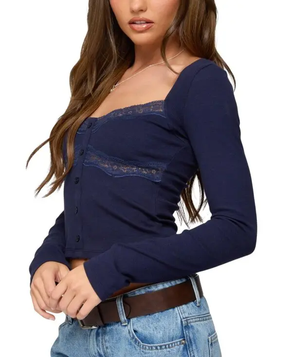 EDIKTED Lacey Long Sleeve Top