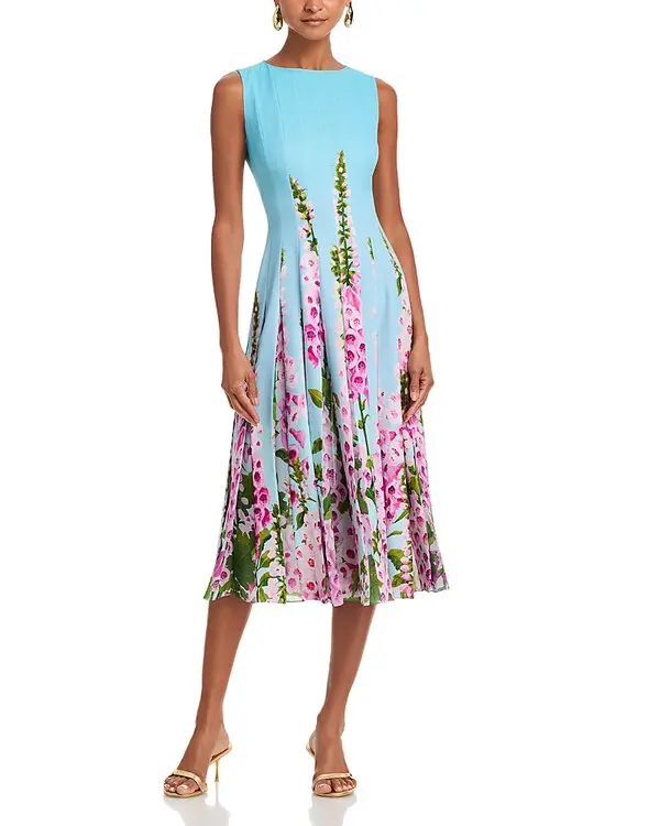 Oscar De La Renta Degrade Foxglove Chiffon Inset Dress - Lilac/sky