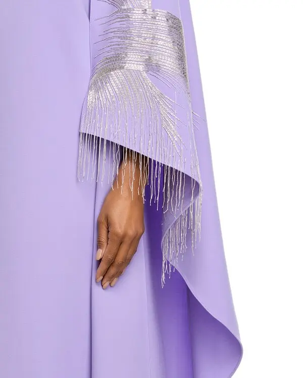Oscar De La Renta Long Sleeve Cape Gown