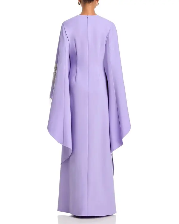 Oscar De La Renta Long Sleeve Cape Gown
