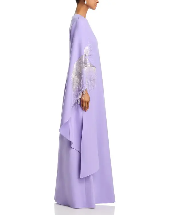 Oscar De La Renta Long Sleeve Cape Gown