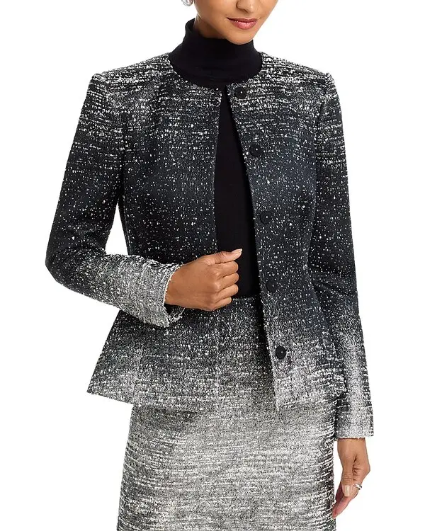 Oscar De La Renta Ombre Boucle Jacquard Jacket