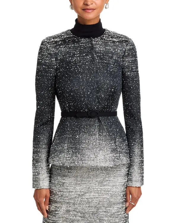 Oscar De La Renta Ombre Boucle Jacquard Jacket