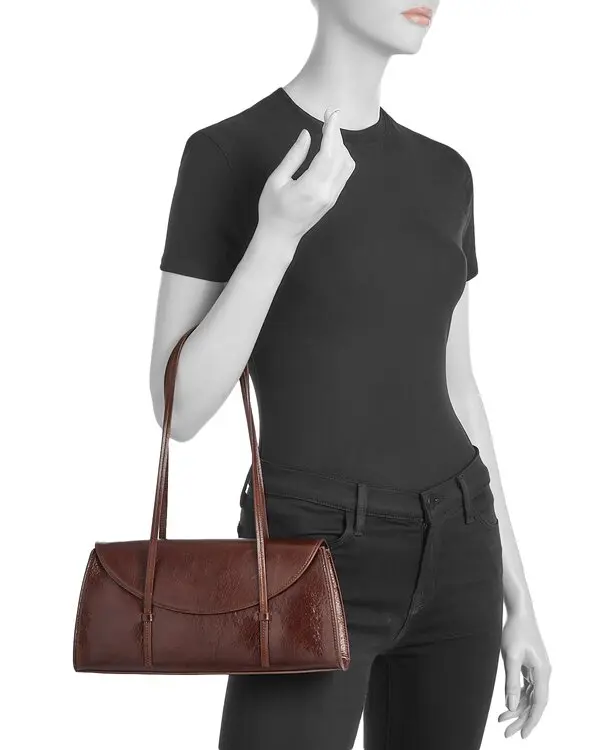 REFORMATION Elena Leather Shoulder Bag - Chestnut