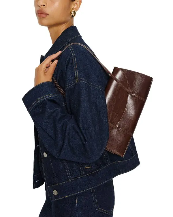 REFORMATION Elena Leather Shoulder Bag - Chestnut