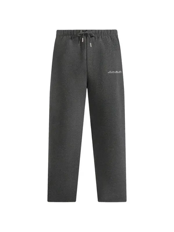 Manière De Voir Logo-embroidered Charcoal Wide-leg Track Pants