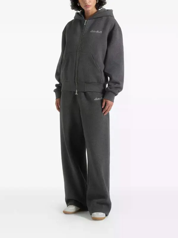 Manière De Voir Logo-embroidered Charcoal Wide-leg Track Pants