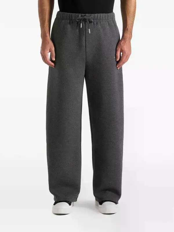 Manière De Voir Logo-embroidered Charcoal Wide-leg Track Pants