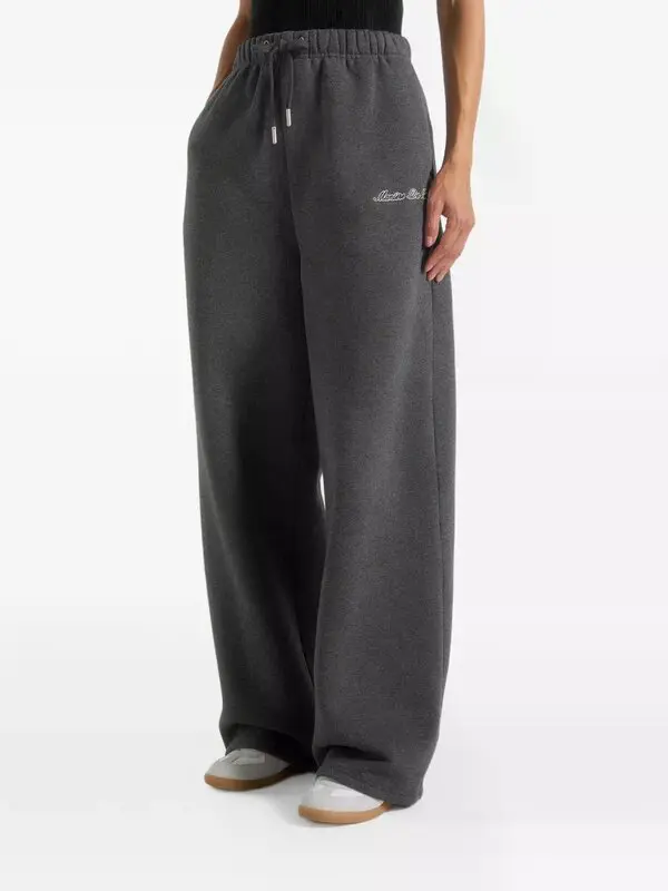 Manière De Voir Logo-embroidered Charcoal Wide-leg Track Pants