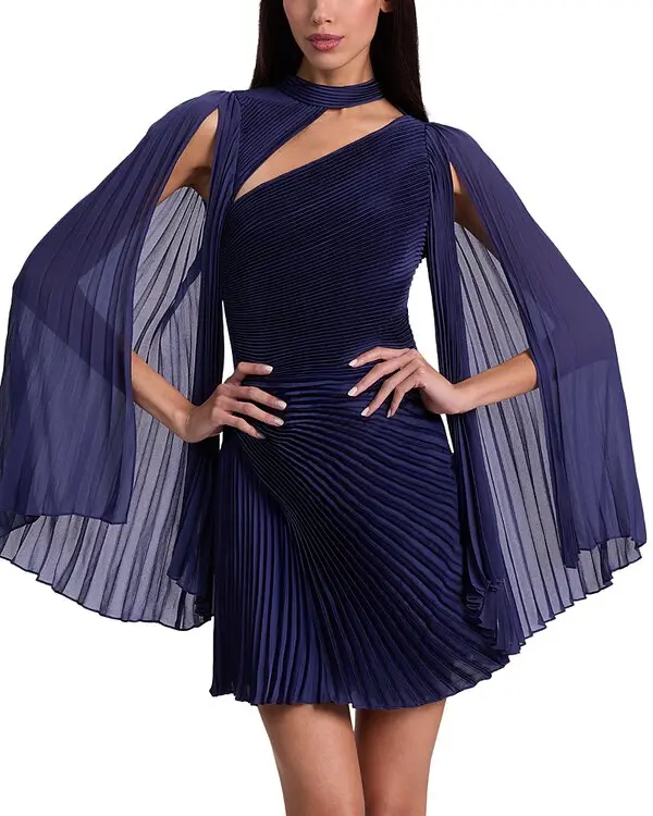Alice + Olivia Aurelie Pleated Mini Dress