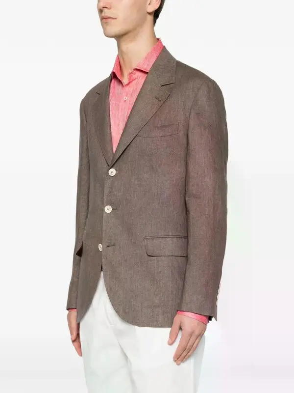 Brunello Cucinelli Button-up Linen Blazer - Brown