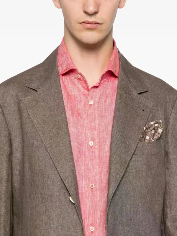 Brunello Cucinelli Button-up Linen Blazer - Brown