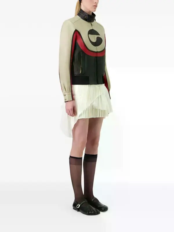 Coperni C-logo Panelled Leather Jacket - Neutrals