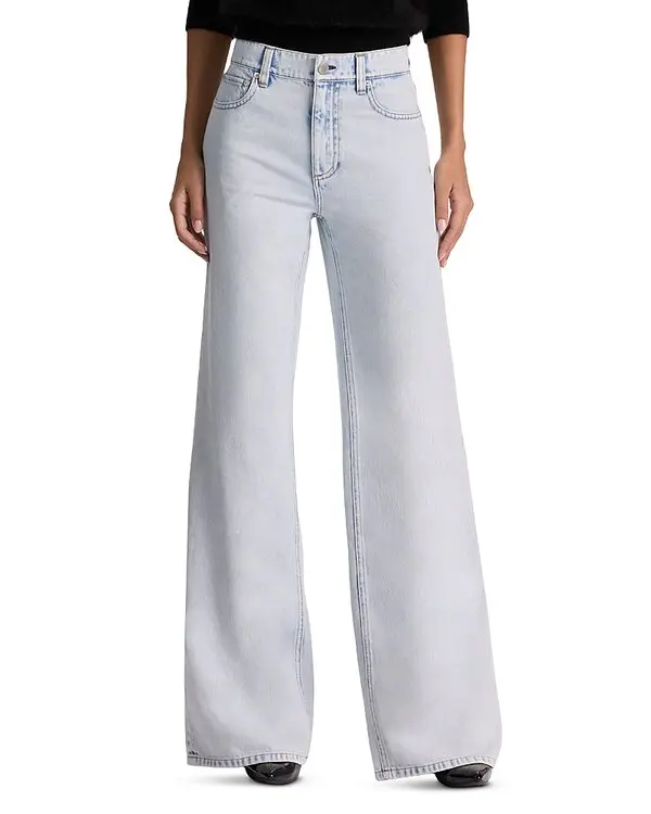 Alice + Olivia High-rise Wide-leg Jeans - Dark Light Indigo