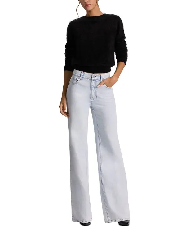 Alice + Olivia High-rise Wide-leg Jeans - Dark Light Indigo
