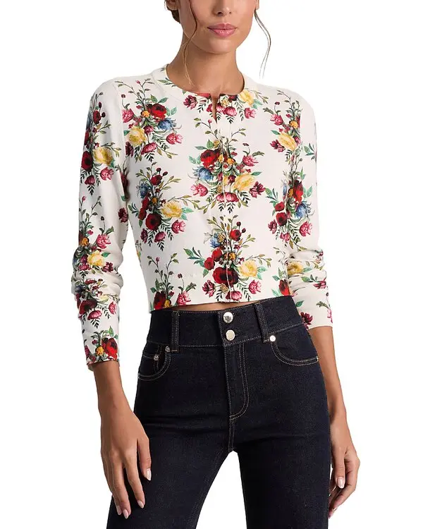 Alice + Olivia Carson Crewneck Cardigan Sweater
