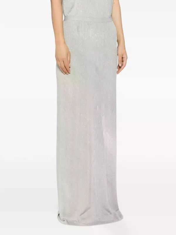 TOM FORD Sequin-embellished Ribbed Maxi Skirt - Grey