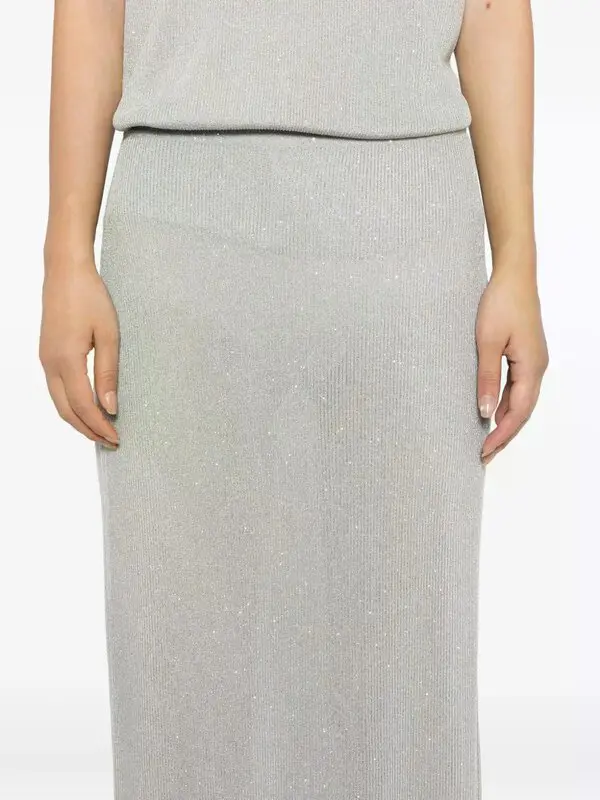 TOM FORD Sequin-embellished Ribbed Maxi Skirt - Grey