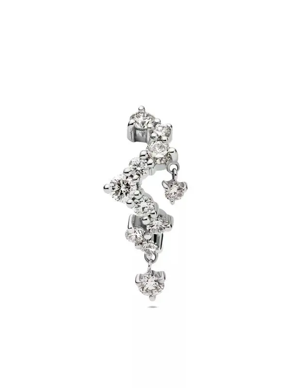 MARIA BLACK 14k Recycled White Gold Lab-grown Diamond Huggie Earring - Silver