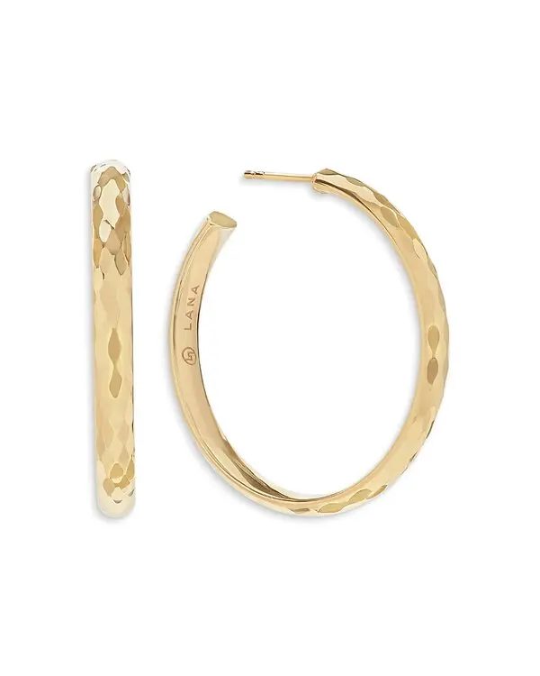 Lana Jewelry 14k Yellow Faceted Disco Texture Medium Hoop Earrings - Gold