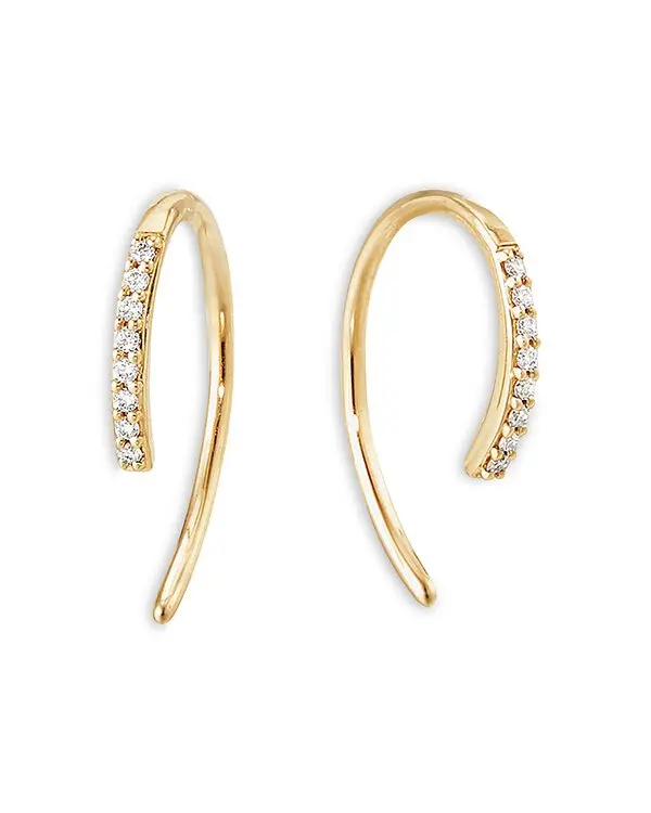Lana Jewelry 14k Yellow Diamond Threader Hoop Earrings - Gold