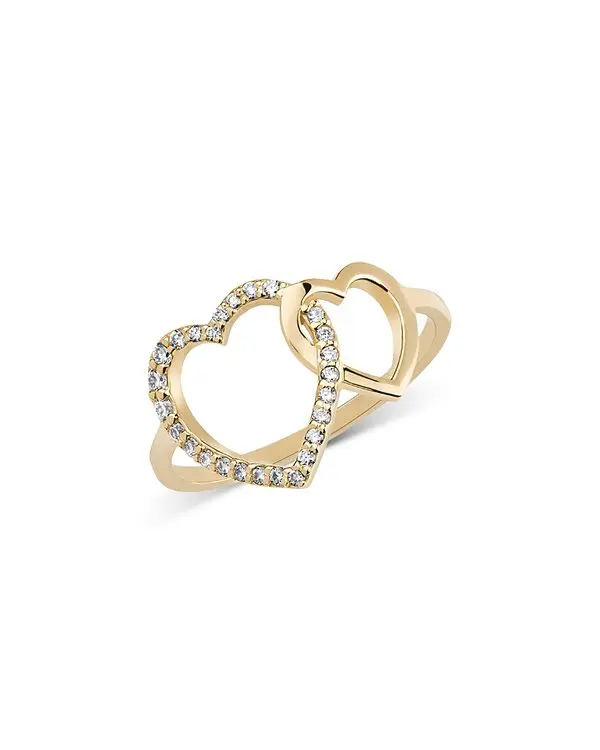 Lana Jewelry 14k Yellow Diamond Double Heart Ring - Gold