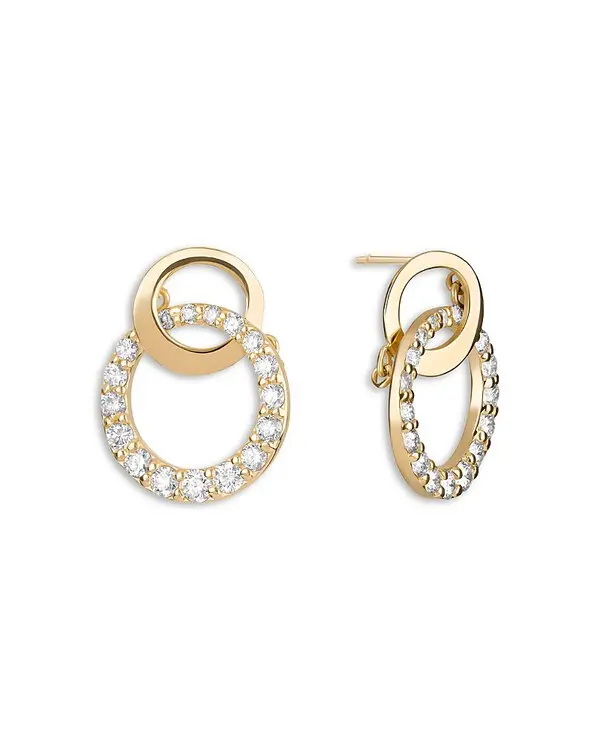Lana Jewelry 14k Yellow Diamond Double Circle Drop Earrings - Gold