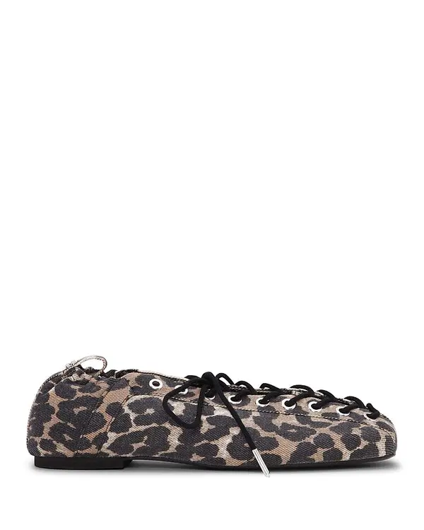 GANNI Lace-up Ballet Flats - Leopard