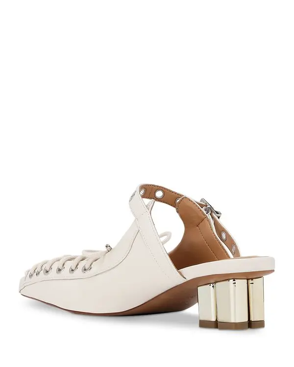 GANNI Eyelets Lace-up Mules - Egret