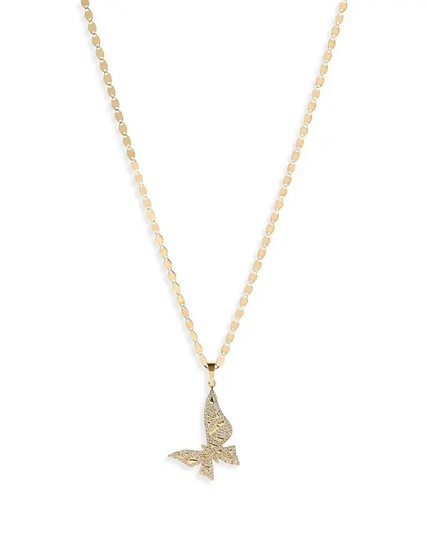 Lana Jewelry 14k Yellow Diamond Butterfly Pendant Necklace - Gold