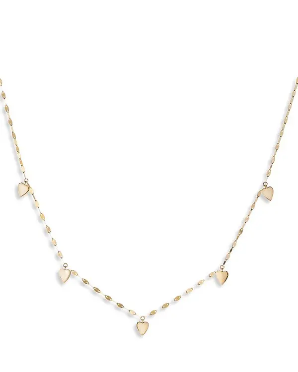 Lana Jewelry 14k Yellow Heart Dangle Station Necklace - Gold