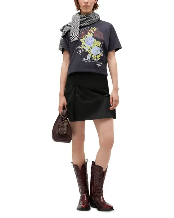 GANNI Rose Logo Graphic Tee - Phantom