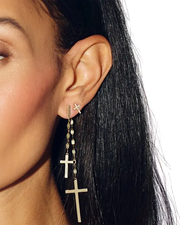 Lana Jewelry 14k Yellow Diamond Cross Stud Earrings