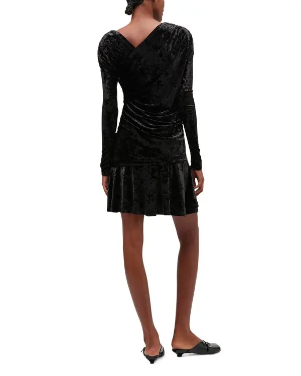 GANNI Velour Crossover Ruched Mini Dress