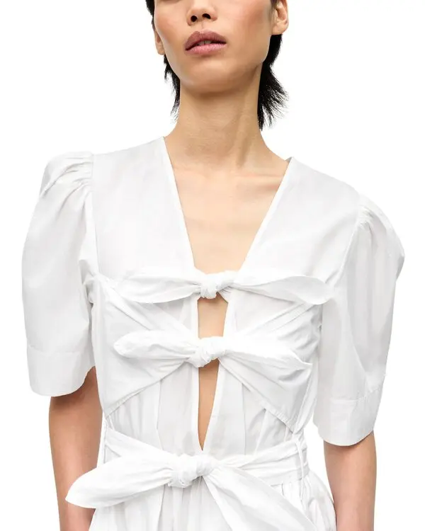 GANNI Stretch Cotton Midi Dress - Bright White