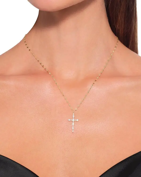Lana Jewelry 14k Yellow Diamond Cross Pendant Necklace, 0.58 Tcw - Gold