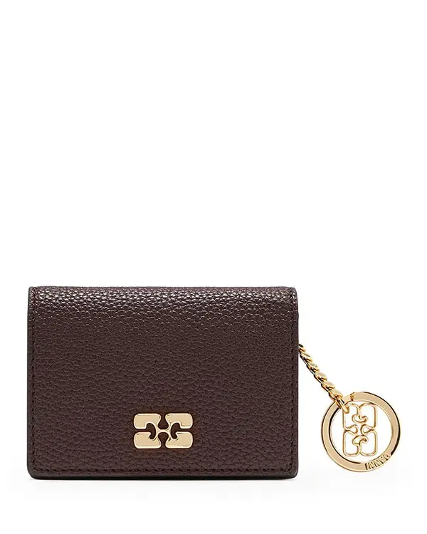 GANNI Bou Card Holder W/ Flap - Chicory Coffee