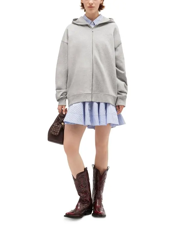 GANNI Teddy Zip Hoodie - Paloma Melange
