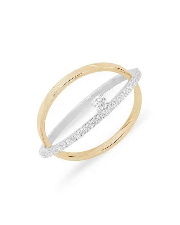 Lana Jewelry 14k White And Yellow Gold Diamond Pave Crossover Ring - Two Toned