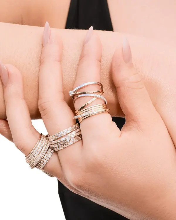 Lana Jewelry 14k White And Yellow Gold Diamond Pave Crossover Ring